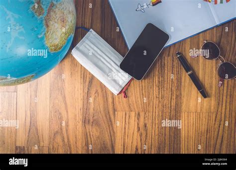 World Map And Items On Wooden Background Flat Lay Summer Travel