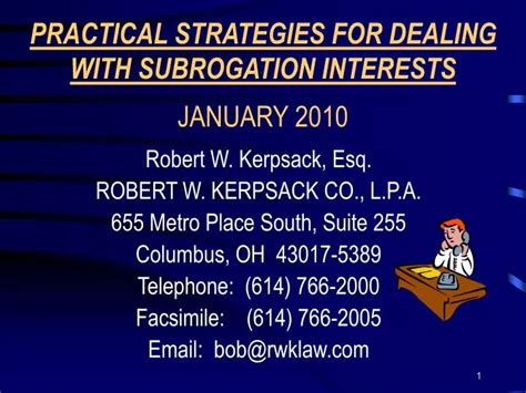 Ppt Practical Strategies For Dealing With Subrogation Interests