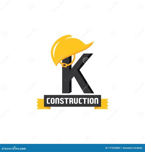 Letter K Helmet Construction Logo Vector Design Security Building