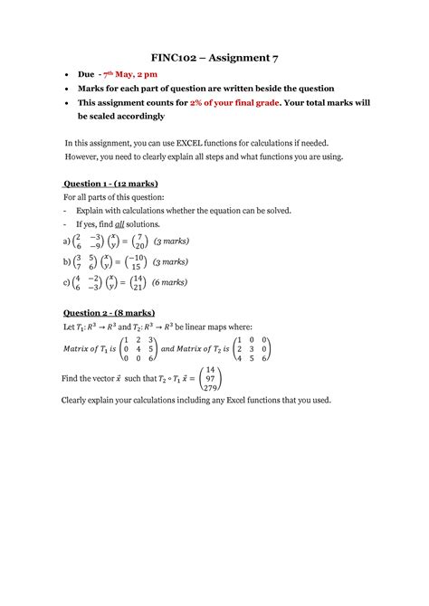 Assignment 7 Notes Finc102 Assignment 7 Due 7 Th May 2 Pm
