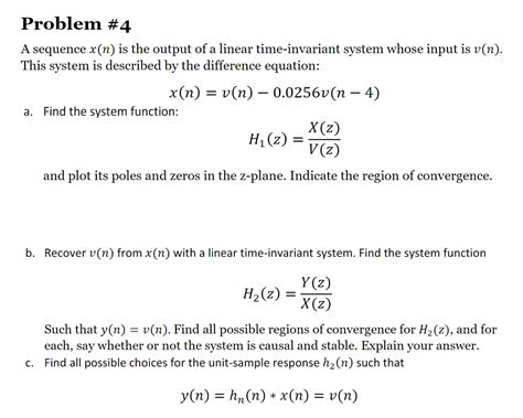 Solved Problem 4 A Sequence Xn Is The Output Of A Linear