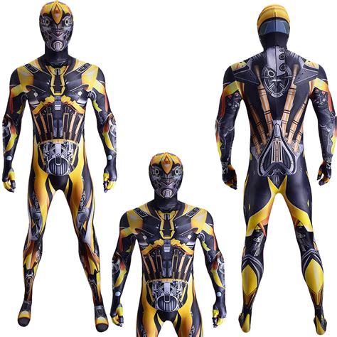 Mens Bumblebee Movie Classic Muscle Adult Cosplay Costume Transformer