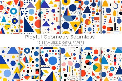19 Playful Geometry Patterns Graphic By Mettodigitalpaperart · Creative