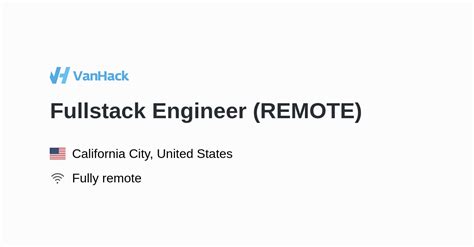 Fullstack Engineer Remote Vanhack