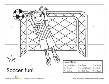 Soccer Color By Number Worksheet Soccer Soccer