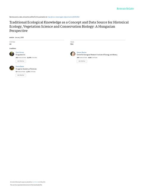 Traditional Ecological Knowledge As A Concept And Pdf Ecology