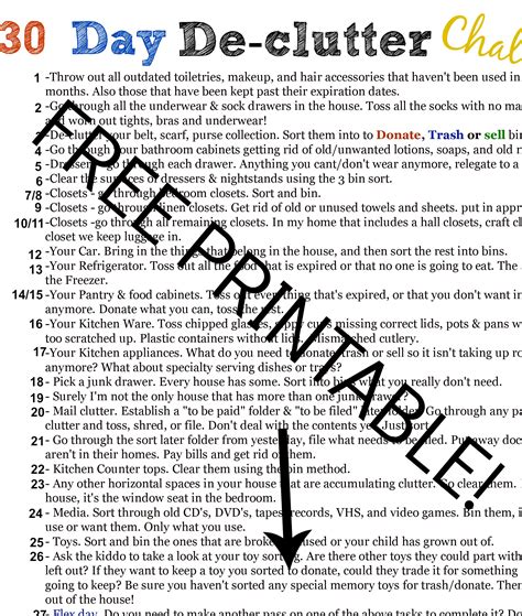 30 Days Of Decluttering Free Printable Everyday Best