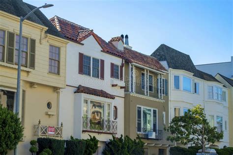 Row Of Modern Houses In American Suburban Neighborhood Middle Class