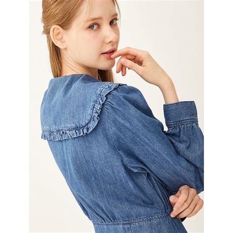 G Cut지컷 러플 카라 데님 원피스 Sivillage 에스아이빌리지