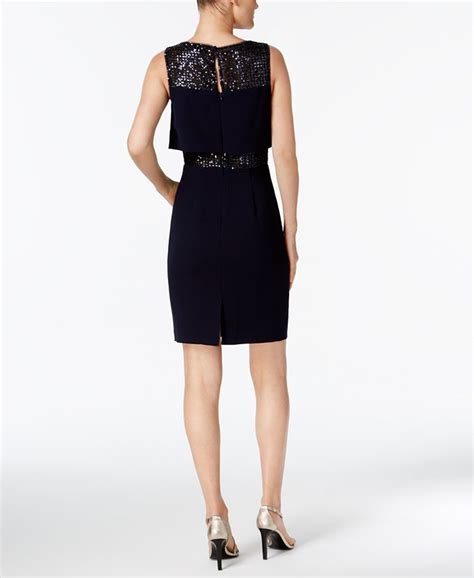 Calvin Klein Sequined Layered Sheath Dress Macys