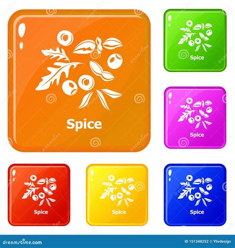 Spice Icons Set Vector Color Stock Vector Illustration Of Anise