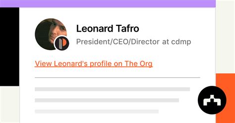Leonard Tafro President Ceo Director At Cdmp The Org