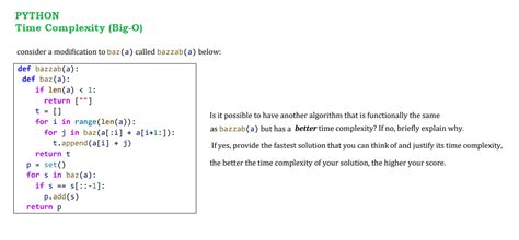 Solved Python Time Complexity Big O Consider A