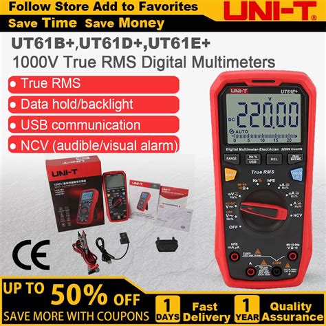 Uni T Ut61b Ut61d Ut61e Plus Smart Multimeter Digital Professional Multi Meter 22000 Counts Ac