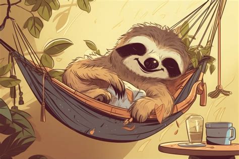 Sloth Resting In Hammock Generate Ai 3721401