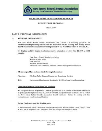 Architectural Engineering Services Request For Proposal