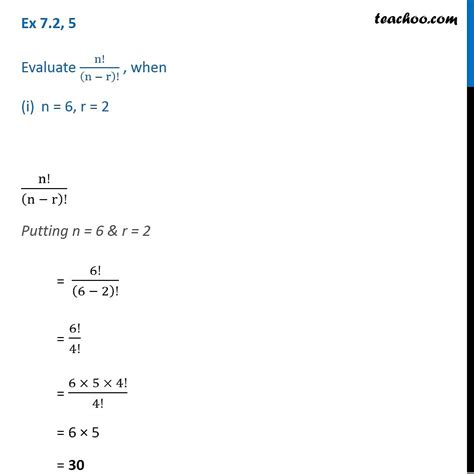 Ex 62 5 Evaluate N N − R When N 6 R 2 Teachoo