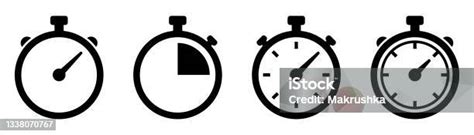 스톱워치 아이콘 세트입니다 타이머 기호입니다 개요 스톱워치 아이콘입니다 알람 픽토그램 0명에 대한 스톡 벡터 아트 및 기타 이미지 Istock