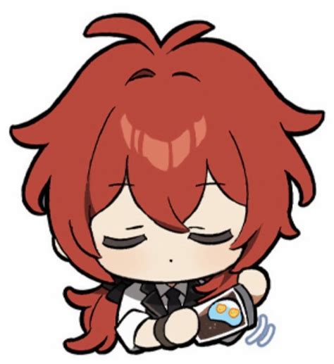 Diluc Icon Chibi Cute Stickers Fan Art