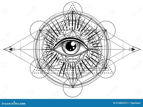 Metatron Cube Moon Pagan Wicca Moon Goddess Symbol Stock Vector
