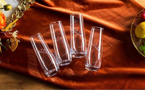 Nuptio Stemless Champagne Glasses Flutes Set Of 4