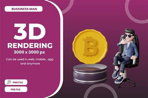 Premium Psd 3d Male Character Raised Bitcoin