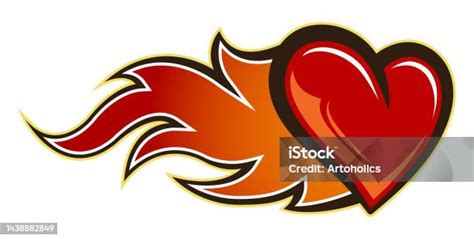 하트 화상 벡터 그래픽 불타는 심장 사랑과 열정의 상징 로고와 문신 템플릿 심장 모양 불꽃 자동차 스티커 문신에 대한 스톡 벡터 아트 및 기타 이미지 Istock