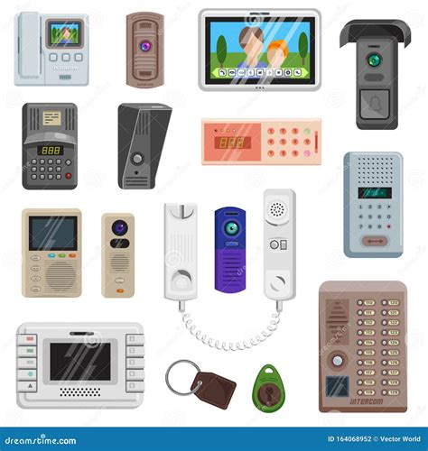 Intercom Vector On Door Communication Equipment In House Illustration Set Of Door Entrance