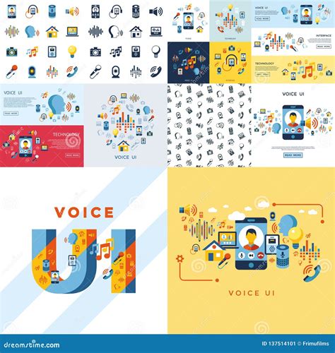 Voice User Interface Icon Set Stock Illustration Illustration Of