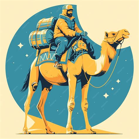 Premium Vector A Sahrawi Man Is Camel Racing