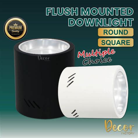 E27 Flush Surface Mounted Downlight Round 4 6 8 Square 3 5 7