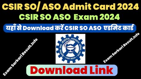 Csir So Aso Admit Card 2024 Released Exam Date And Download Link Csir