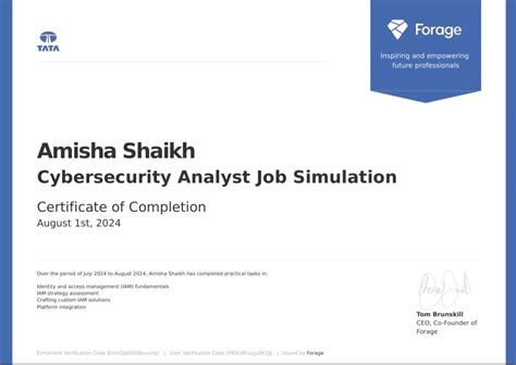 Amisha Shaikh On Linkedin I Have Just Finished The Cybersecurity Analyst Simulation With Tata