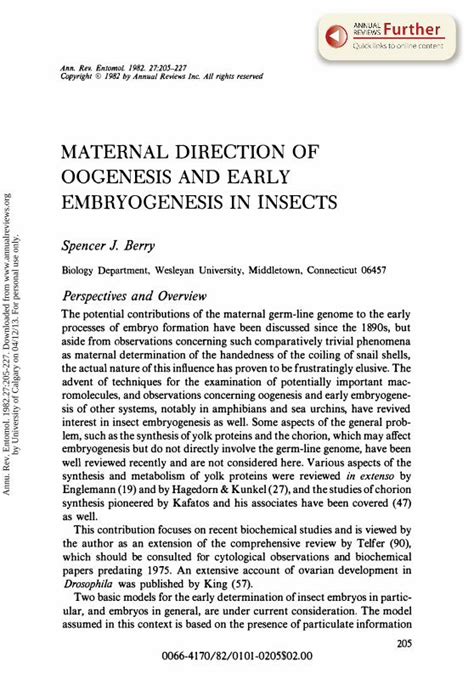 Pdf Maternal Direction Of Oogenesis And Early Embryogenesis In