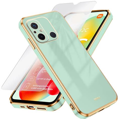 Zestaw Etui do Xiaomi Redmi C silikonowe Glamour z ochroną aparatu Miętowe Szkło sklep