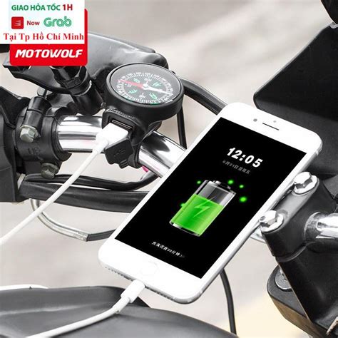 Phone Charger With 2 In 1 Motowolf Compass Mounted Motorbike With Both Mirror And Handlebar Feet