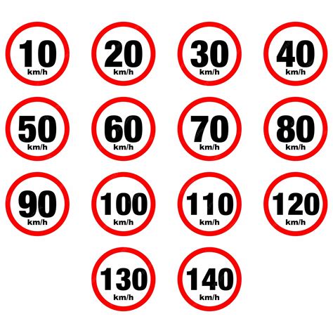 Premium Vector Collection Of Maximum Speed Limit Signals 10 20 30