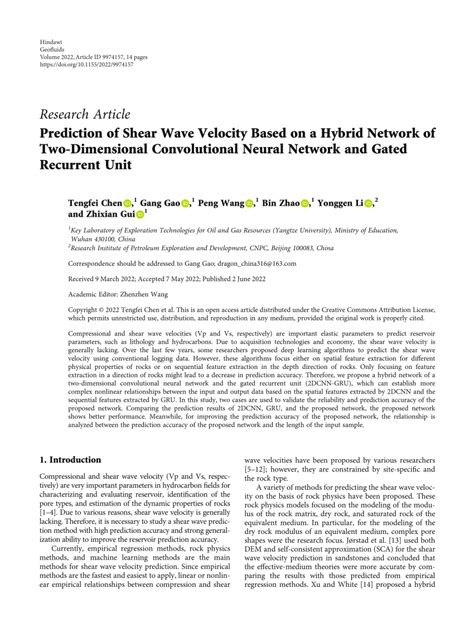 Pdf Prediction Of Shear Wave Velocity Based On A Hybrid Network Of