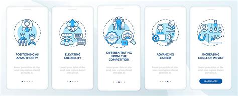 Guidelines For Personal Branding Blue Onboarding Screen Of Mobile App With Conceptual Graphics