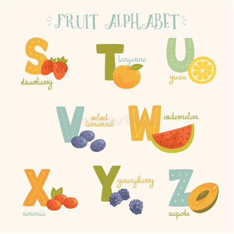 Alfabeto Colorido Do Fruto Do Vetor Ilustração do Vetor Ilustração de branco alimento