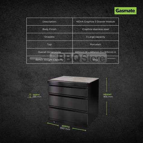 Buy Gasmate Nova Graphite 3 Drawer Module Bq2193 The Bbq Store