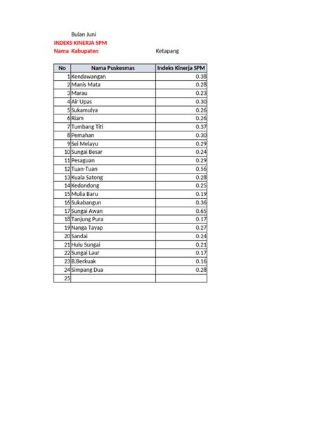 Template Dinas Kesehatan Indeks Spm 24 Puskesmas Juni 2024 Pdf