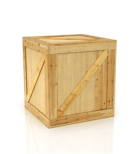 Geïsoleerde houten doos stock foto Image of haven vrucht