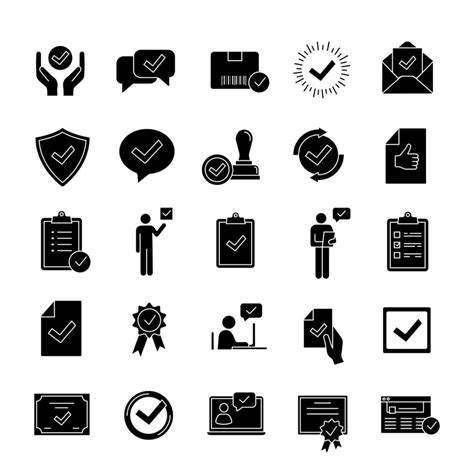 Approve Glyph Icons Set Quality Assurance Verification And Validation