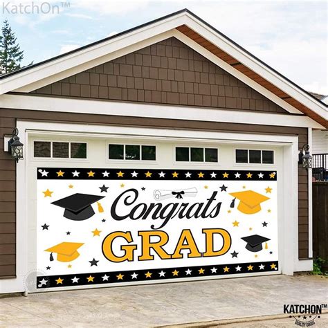 Xtralarge Congrats Grad Graduation Banner 71x40 Inch Black White