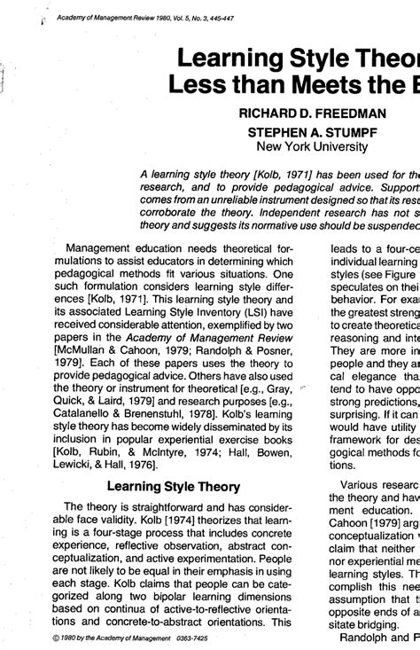 Pdf Learning Style Theory Less Than Meets The Eye