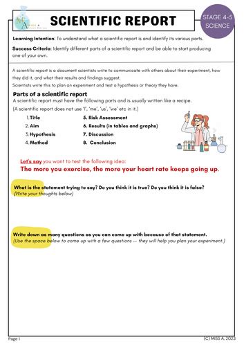 Step By Step Guide To Scientific Report Scaffolded Teaching Resources
