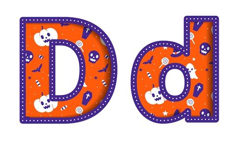 Premium Vector Cute Happy Halloween D Alphabet Capital Small Letter