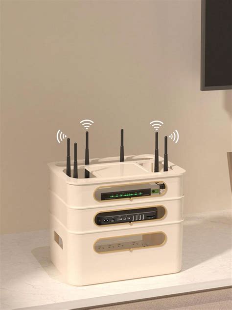 1pc Wifi Router Storage Box Tv Set Top Box Shelf Socket Wire Finishing