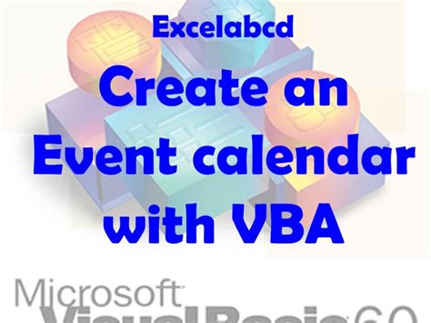 Lesson 196 Create An Event Calendar With VBA Excelabcd